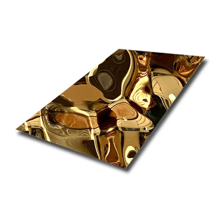 Titanium Gold Mirror Water Ripple Stainless Steel Sheet For Wall ...