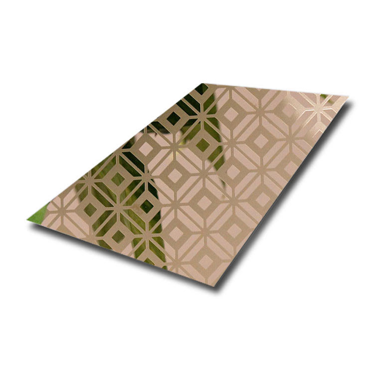 8K Mirror Etched Gold Color Art Stainless Steel Decorative Sheet 4FT X ...