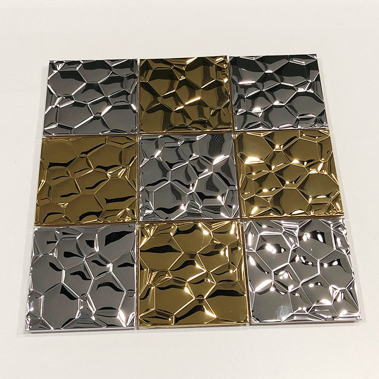 48mmx48mm Metal Mosaic Tile 304 Double Color Mirror Stamped Mosaic ...