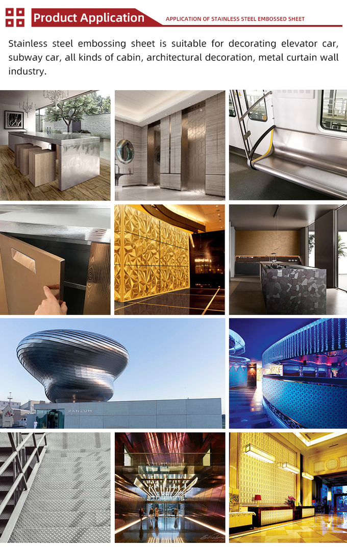 Embossed 0.7Mm Stainless Steel Sheet Stripes Texture 2B BA No.4 ...