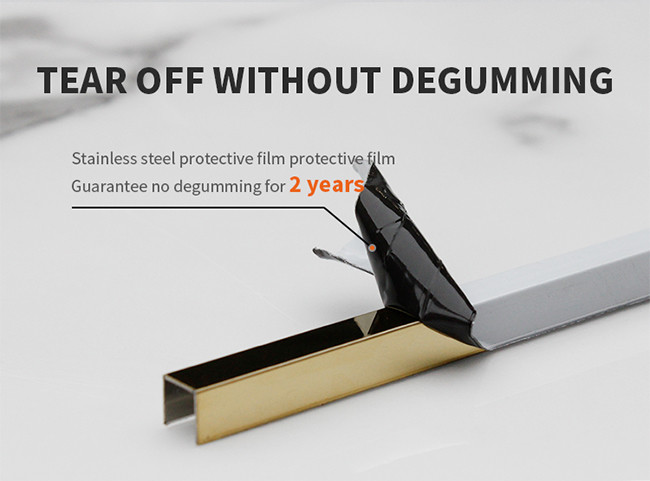 Gold 316 Stainless Steel Tile Trim 20mm U Shaped Mirror Trim 0.5mm~3mm ...